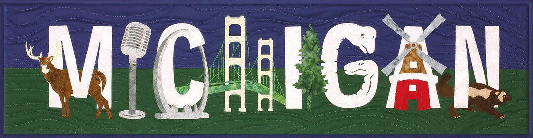 Michigan Laser Cut Applique Kit, Prefused Fabric Applique, Precut ...