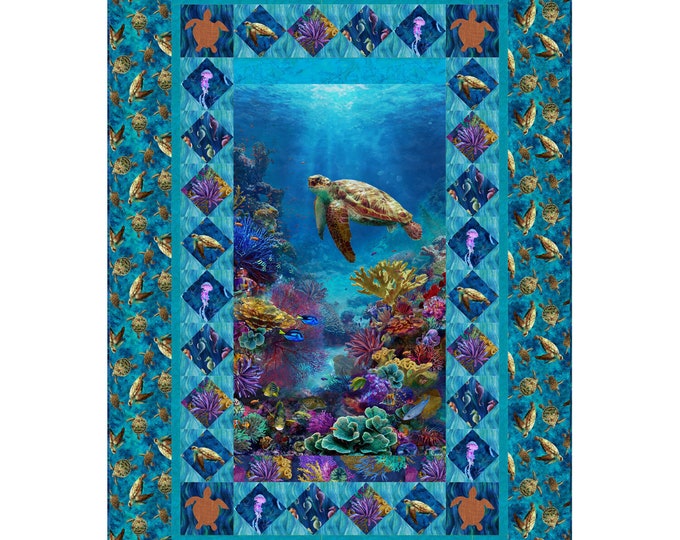 Turtle and Sea Life Quilt Pattern by Castilleja Cotton, A Panel Quilt ...