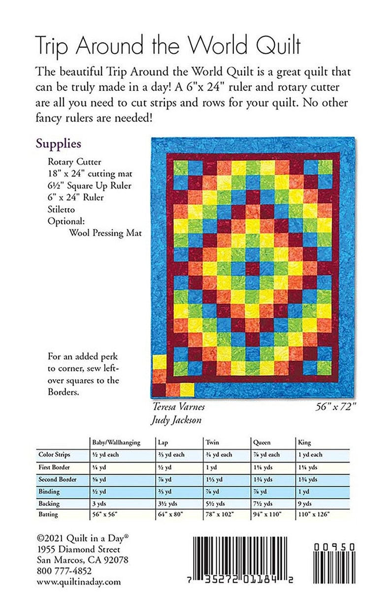 Trip Around the World Quilt Pattern by Eleanor Burns domestic - Etsy