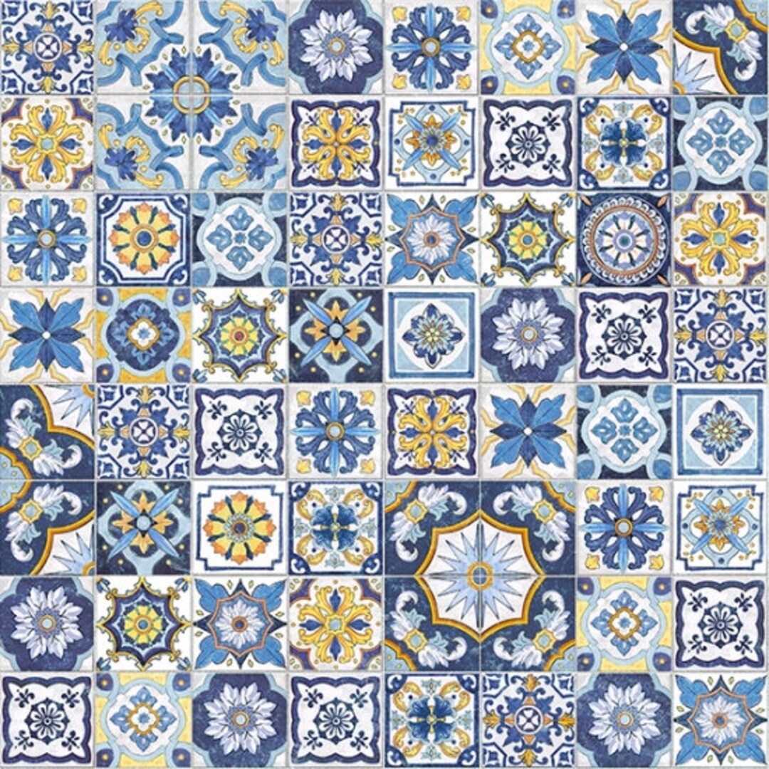 Mediterranean Escape French Blue Tiles by Hoffman Fabrics - Etsy