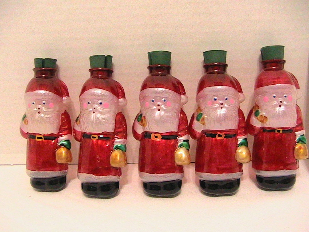 Santa String Light Covers, Vintage Avon Glass Santa Light Covers Set of ...
