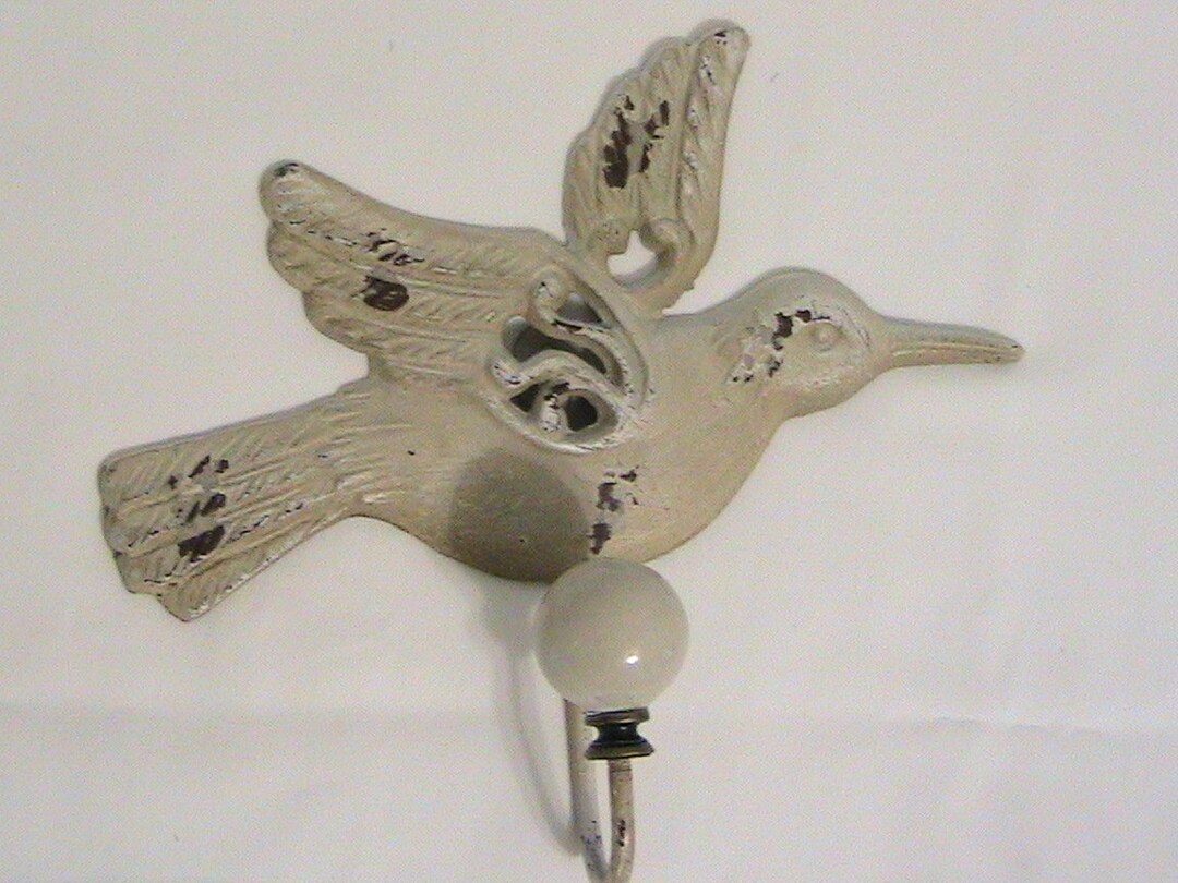 Hummingbird Hook, Cast Iron With Porcelain Knob Hummingbird Hook/towel ...