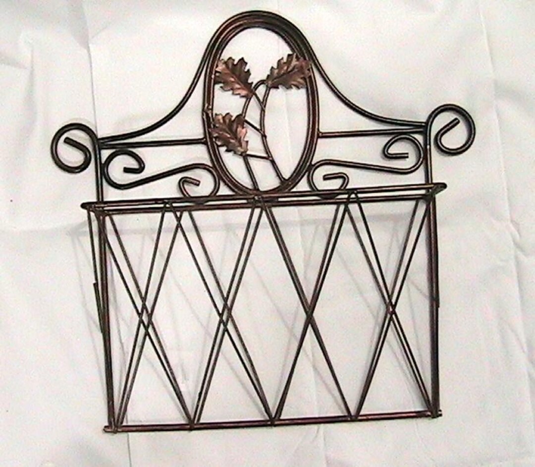 Letter Paper Holder, Vintage Wall Metal With Leaf Design Paper Mail ...