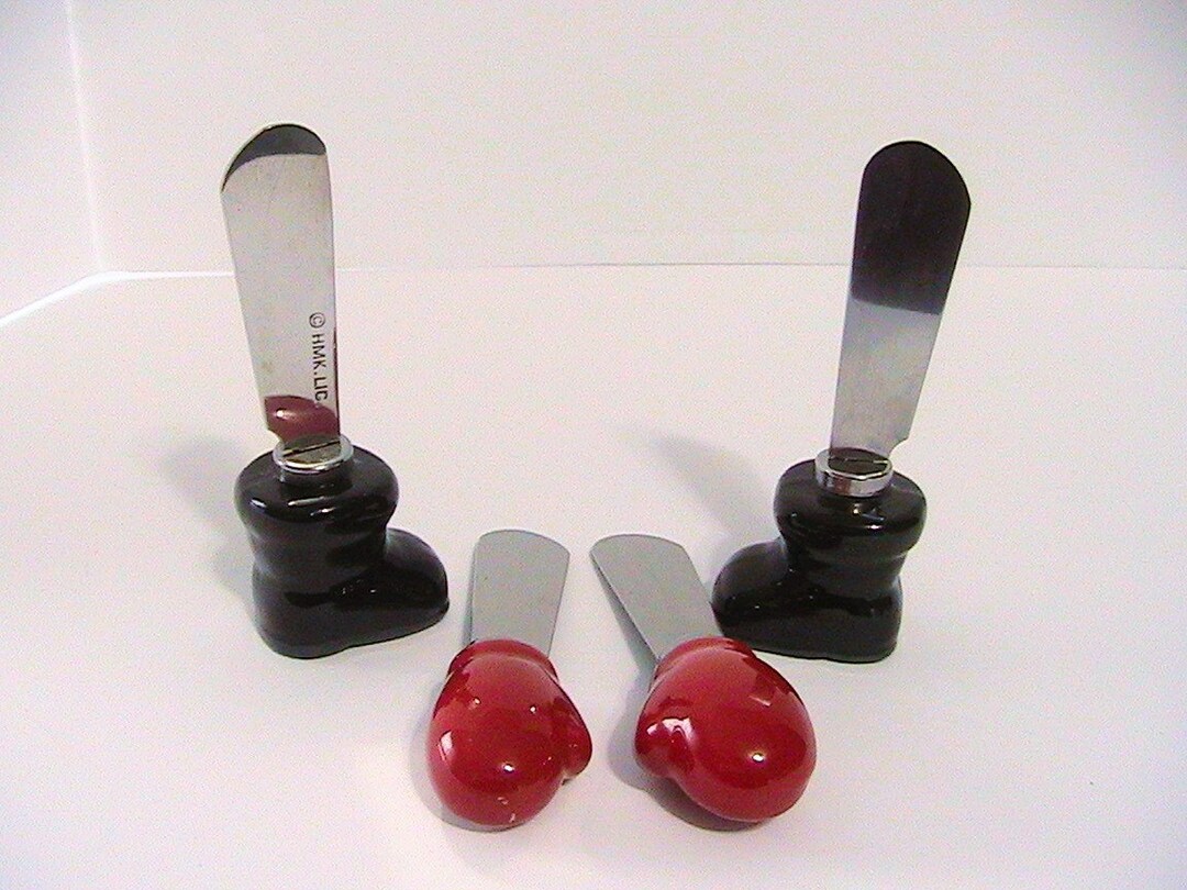 Spreaders, Vintage Hallmark Santa Boots and Gloves Condiment Spreaders ...