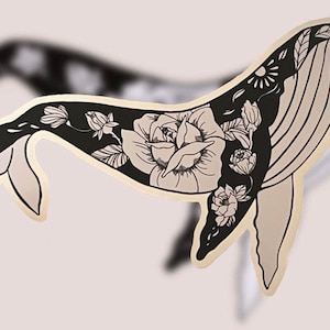 Floral Whale Stickers - Etsy