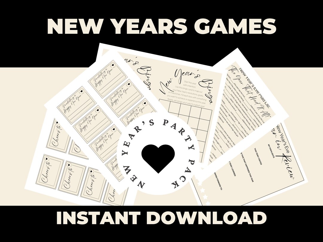 New Year's Eve Resolution Game Pack, Printable Party Activities - Etsy