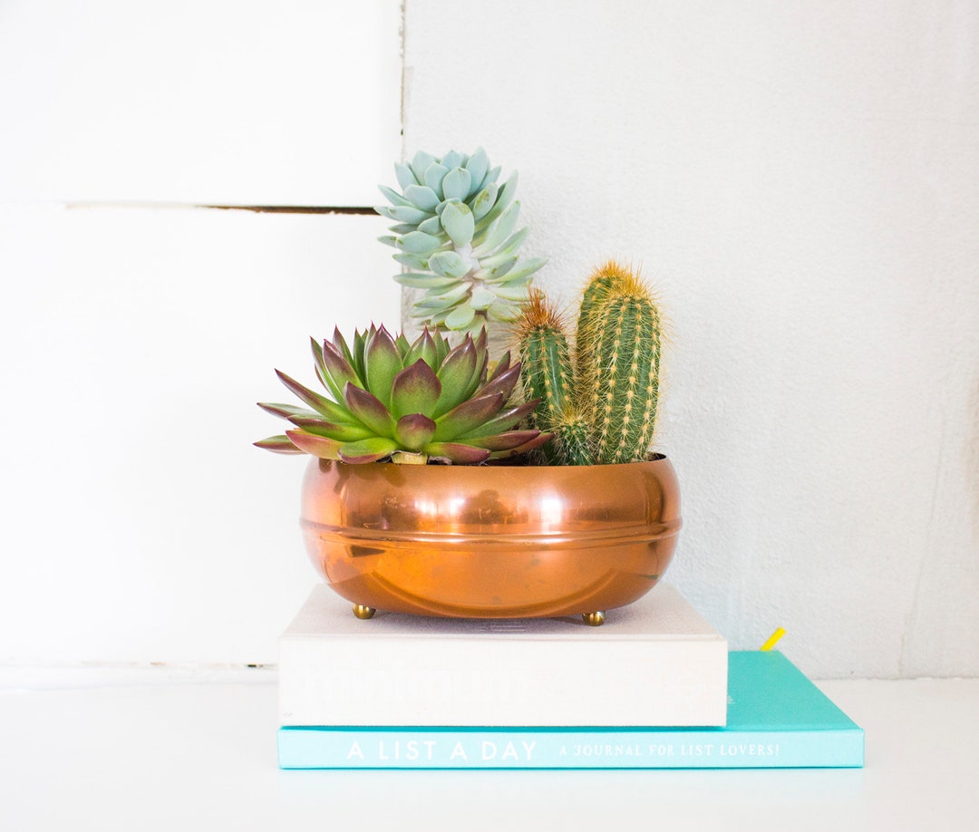 Vintage Copper Bowl, Copper Display Bowl, Old Copper Plant Holder ...