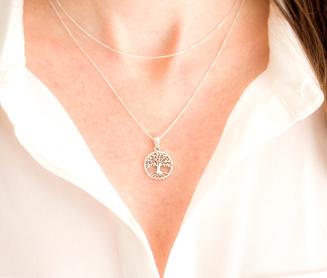 Dainty Tree of Life Silver Pendant, Small Family Tree Necklace ...