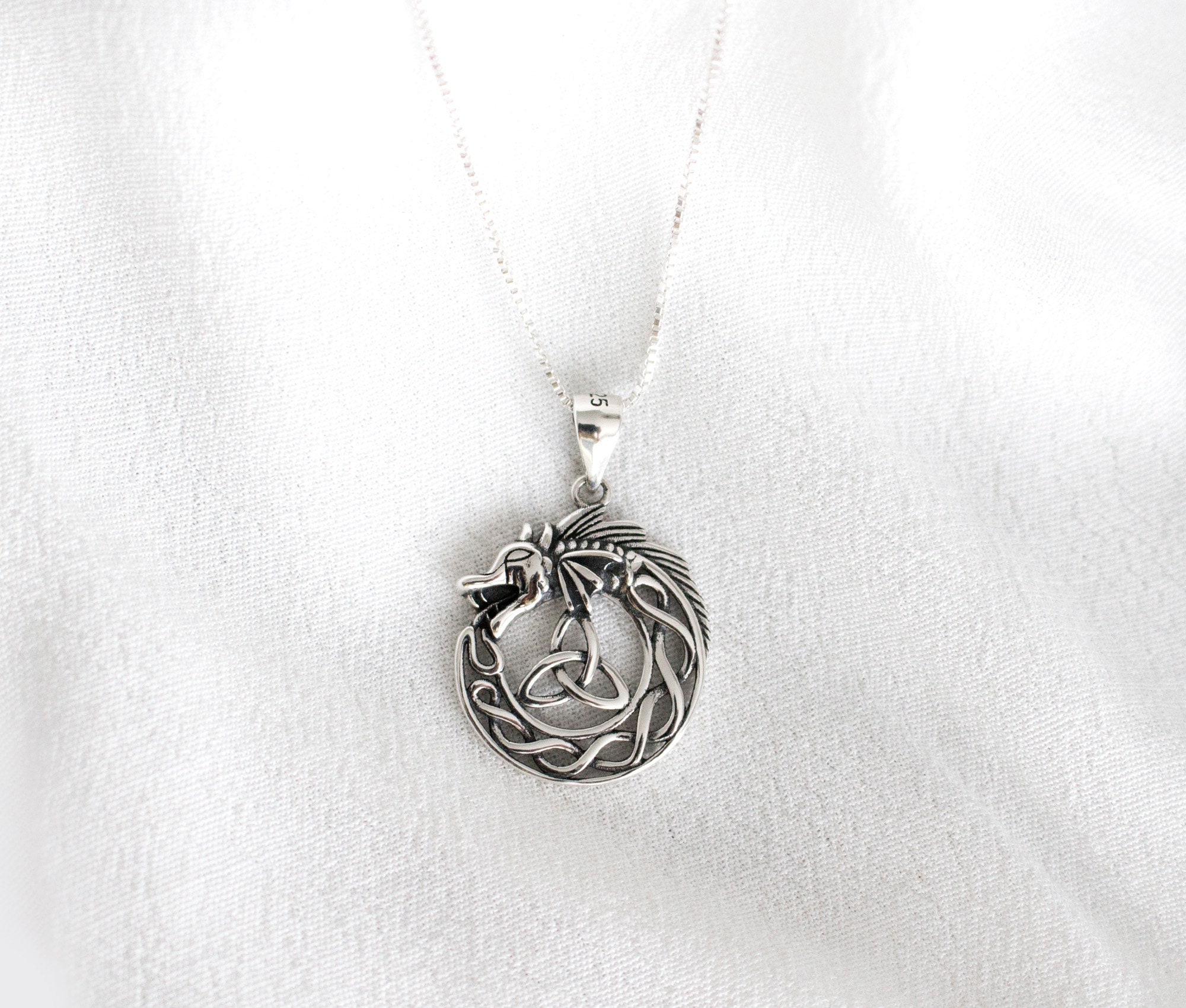 Celtic Dragon Triquetra Knot Pendant Trinity Knot Dragon | Etsy