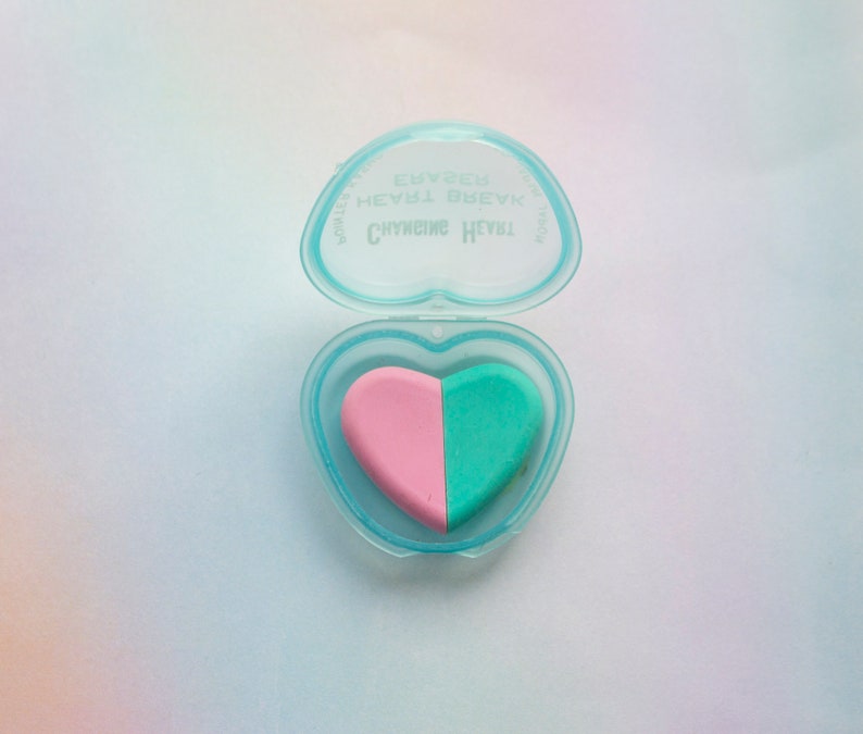 Vintage Changing Heart Eraser Heart Break Eraser Made in - Etsy