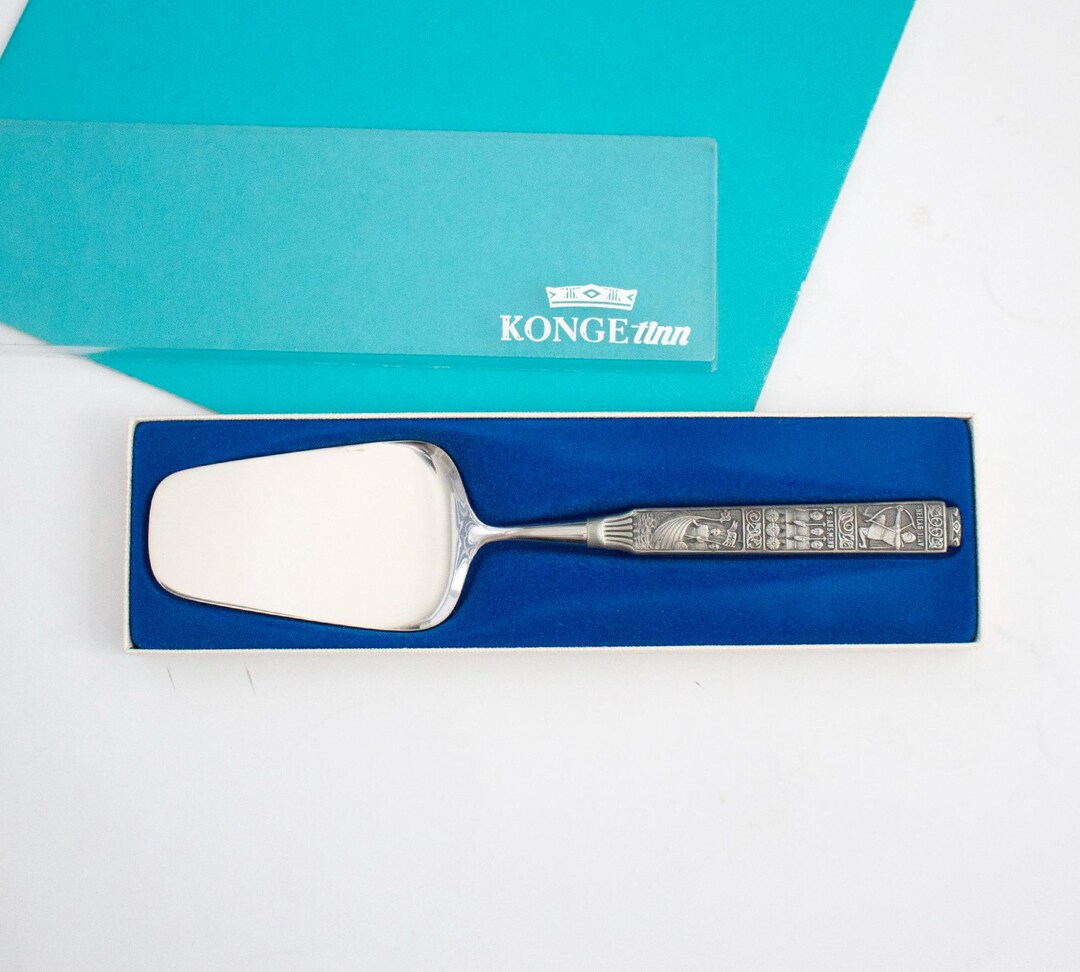 Vintage Kongetinn Viking Cake Server, Norway Viking Cake Spatula, Norsk ...