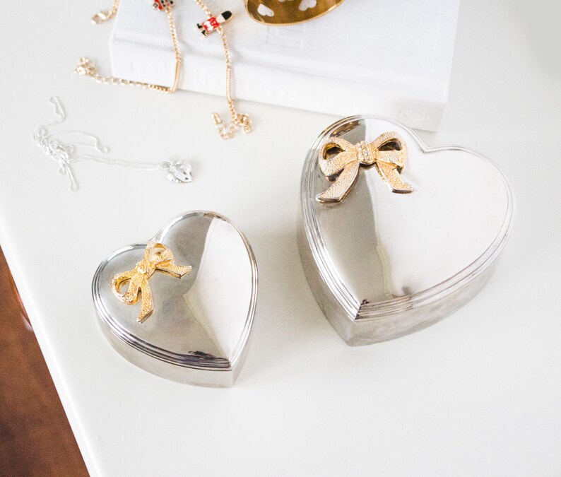 Vintage Silver Heart Jewelry Box Silver Heart Ring Box Heart - Etsy