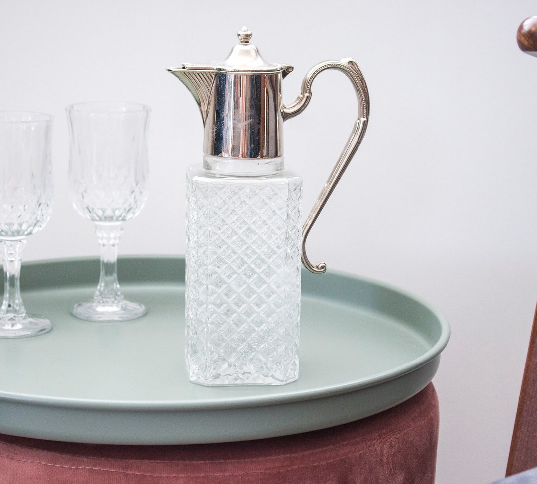 Vintage Elegant Silver Plated Water Pitcher Square Diamond - Etsy