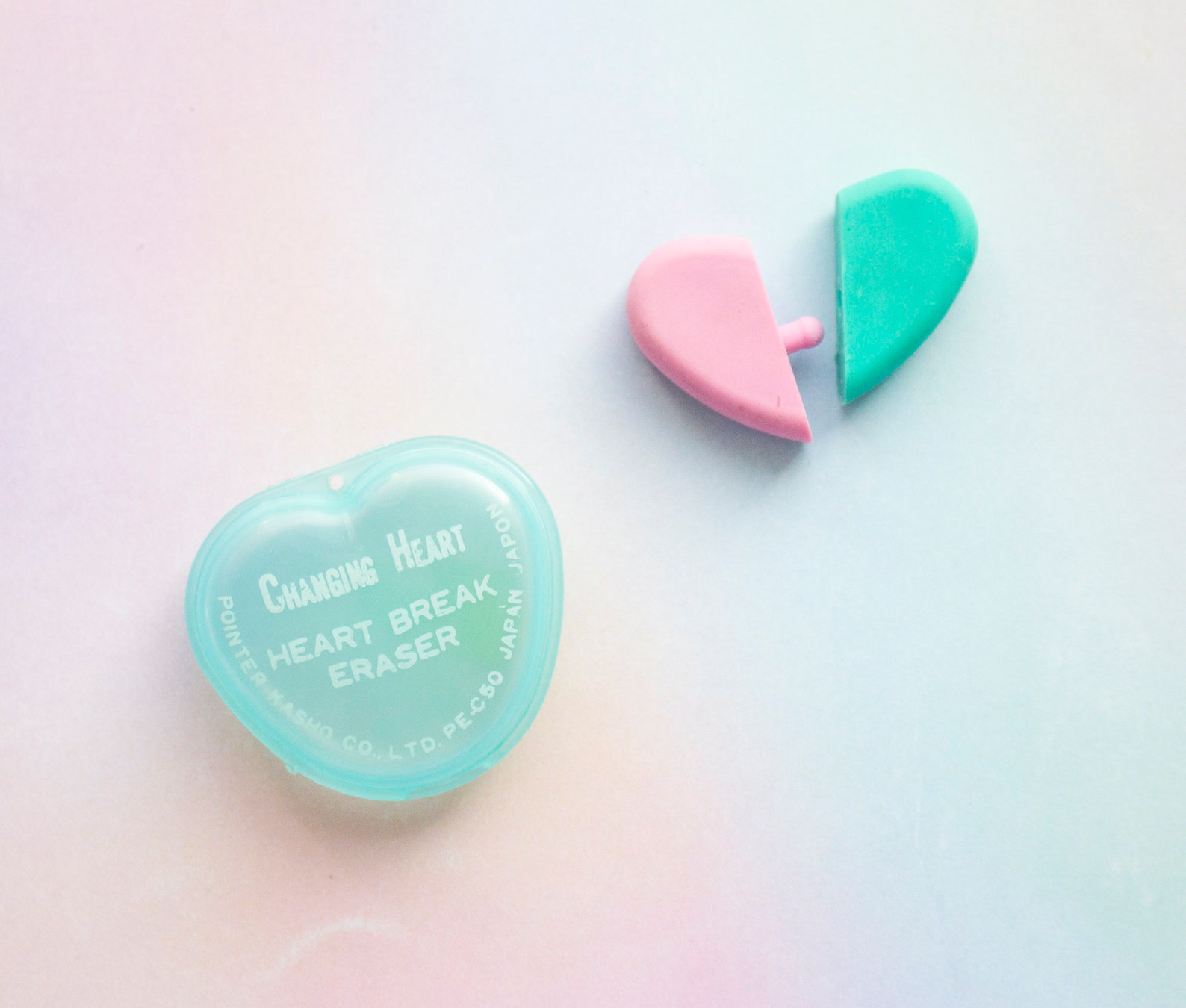 Vintage Changing Heart Eraser Heart Break Eraser Made in - Etsy