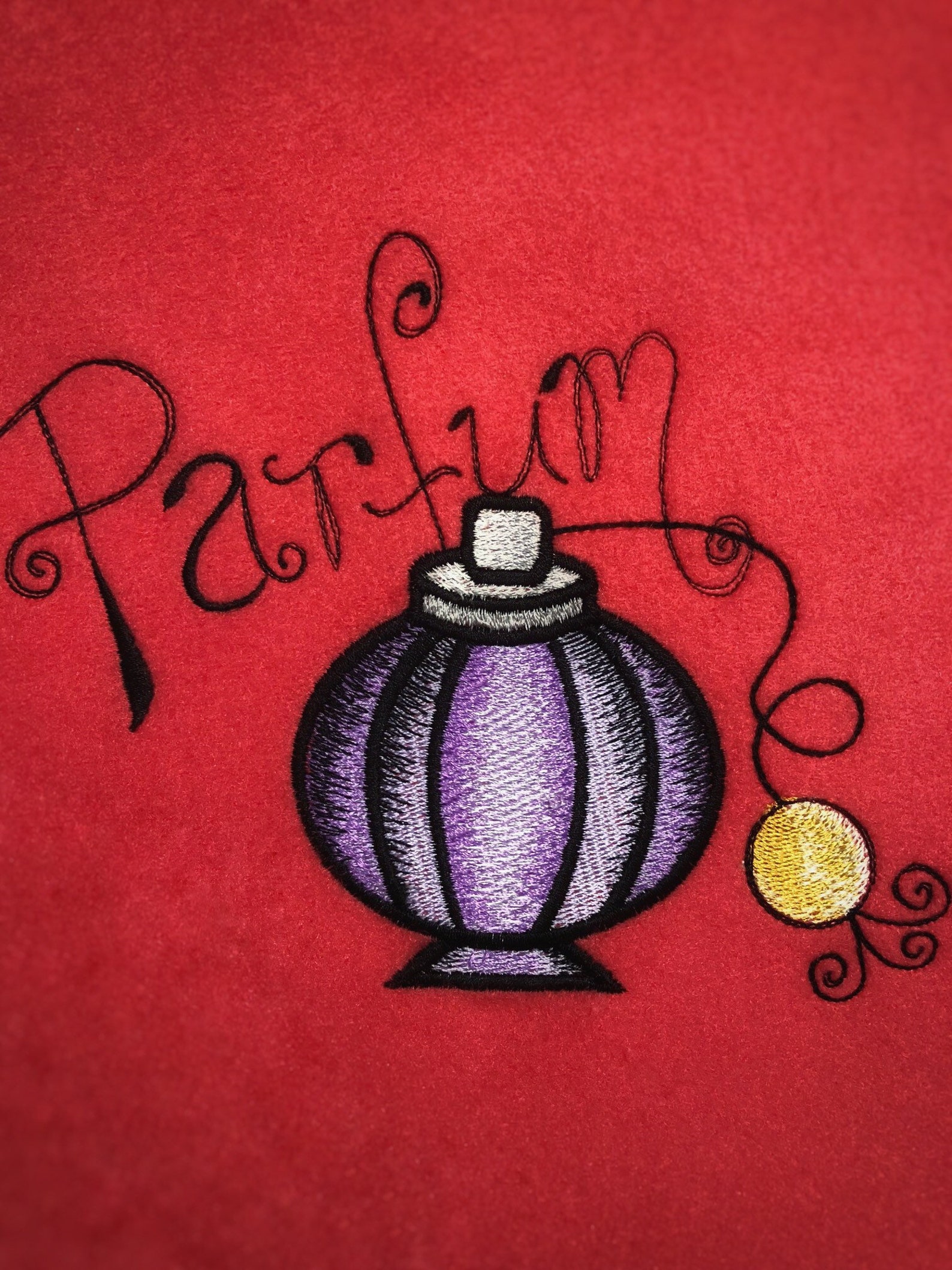 Kitsch French Parfum Perfume Bottle Vintage Embroidery Machine Design ...