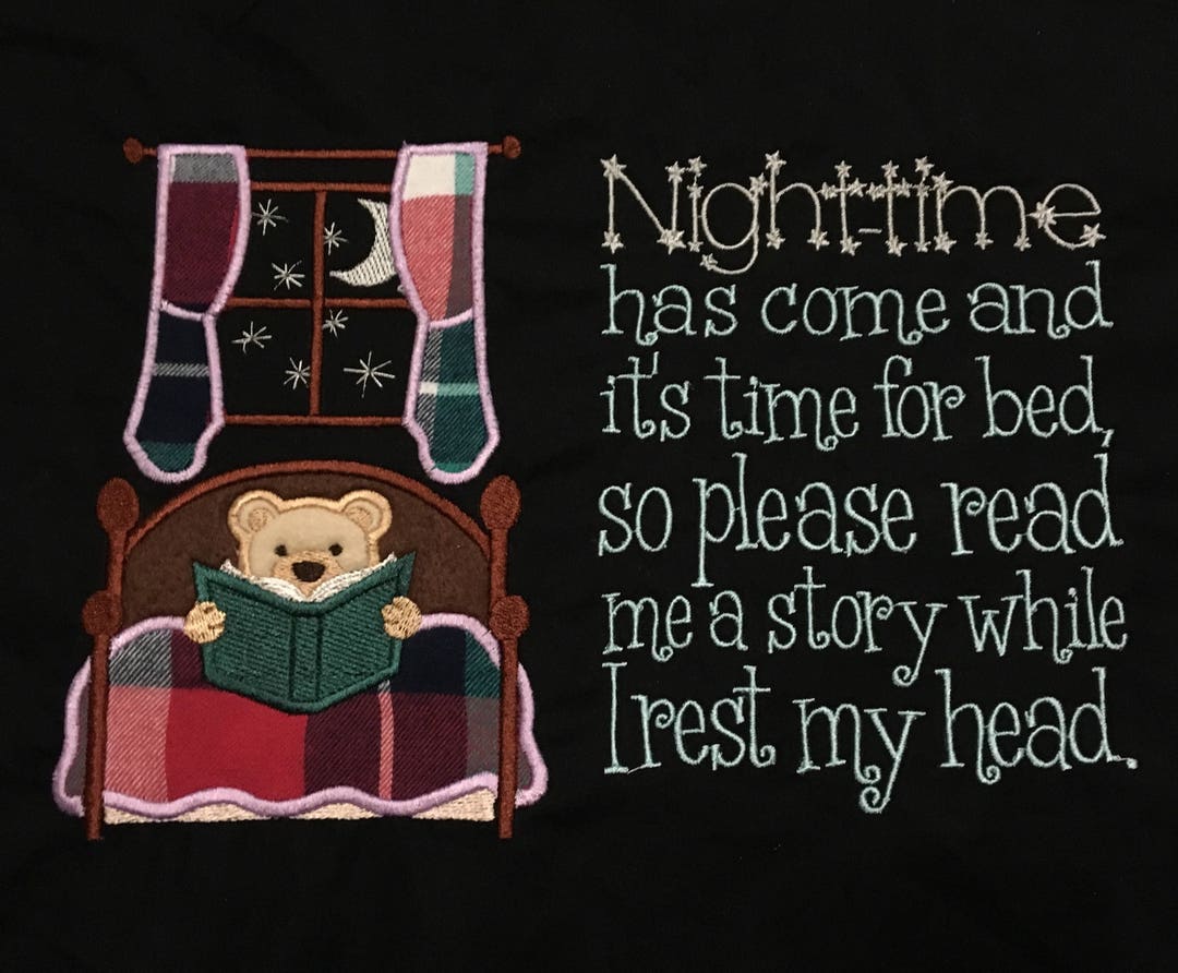 Bedtime Bear Reading Cushion Book Pocket Pillow Embroidery Machine ...