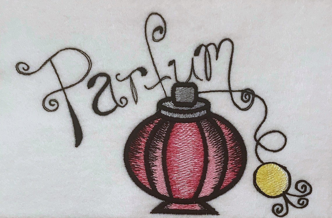 Kitsch French Parfum Perfume Bottle Vintage Embroidery Machine Design ...