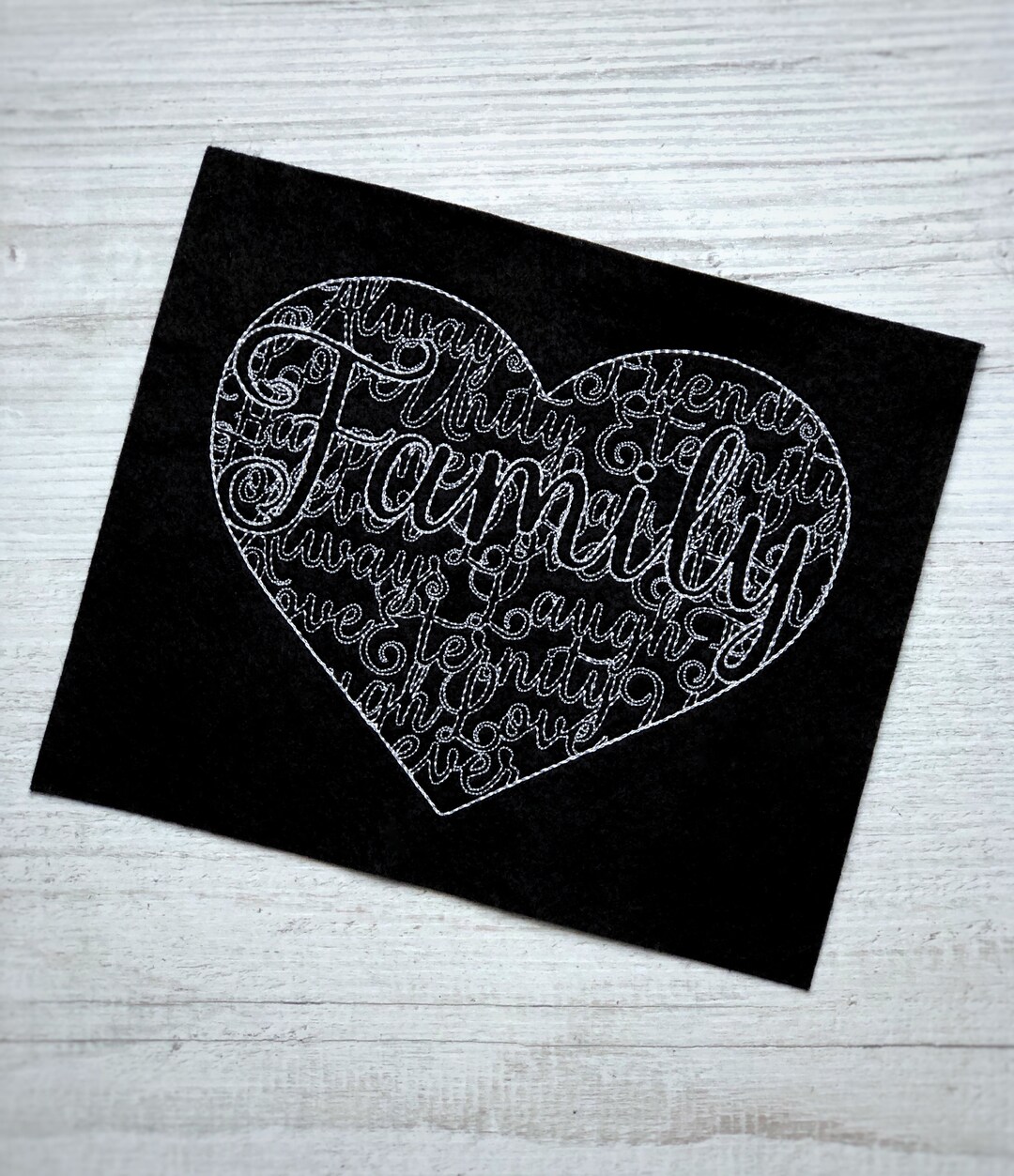 Family Heart Word Art Embroidery Machine Design File 6 Sizes Included ...