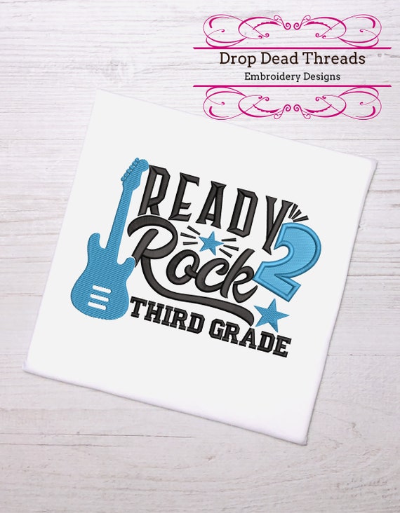 Back to School Ready to Rock Third Grade Applique 3 | Etsy