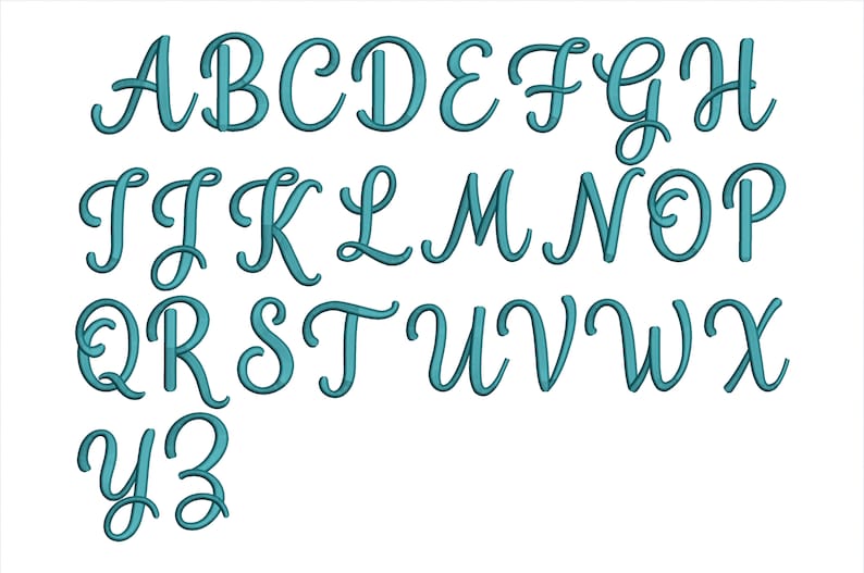 Alyssa Script Machine Embroidery Font Alphabet Design File 4 Sizes ...