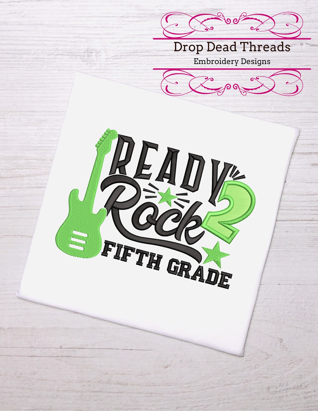 Back to School - Ready to Rock Fith Grade - Applique - 3 Sizes Machine ...
