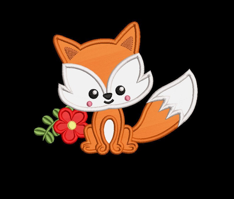 Cute Fox Applique Design Embroidery Machine Design File 3 Sizes ...