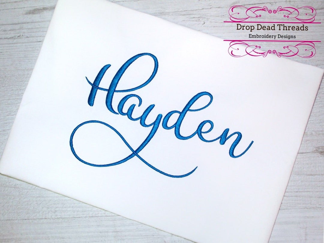 Hayden Script Machine Embroidery Font Alphabet Design File Four Sizes ...