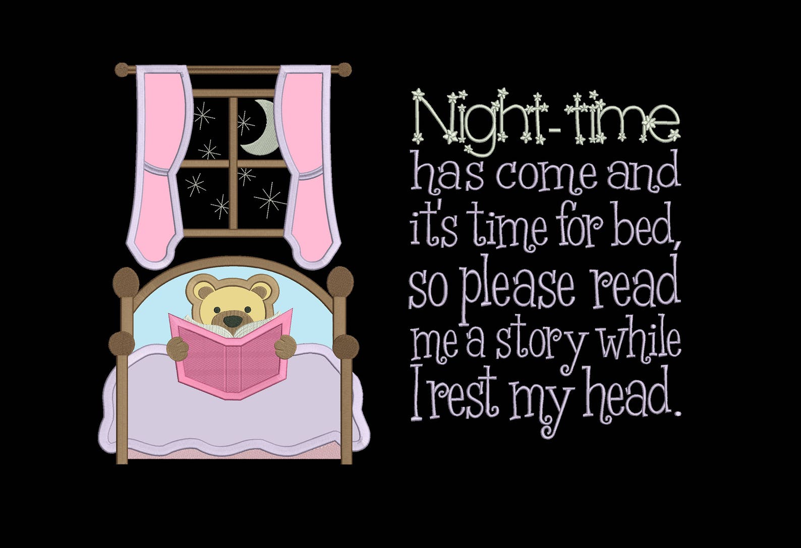 Bedtime Bear Reading Cushion Book Pocket Pillow Embroidery | Etsy