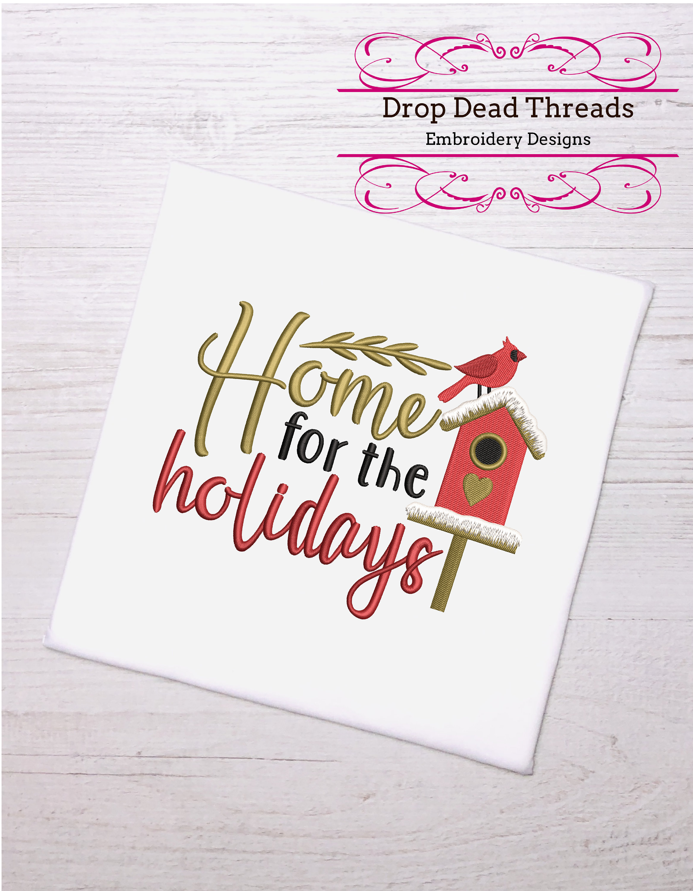 Rustic Christmas Lettering Home for the Holidays Embroidery Machine ...