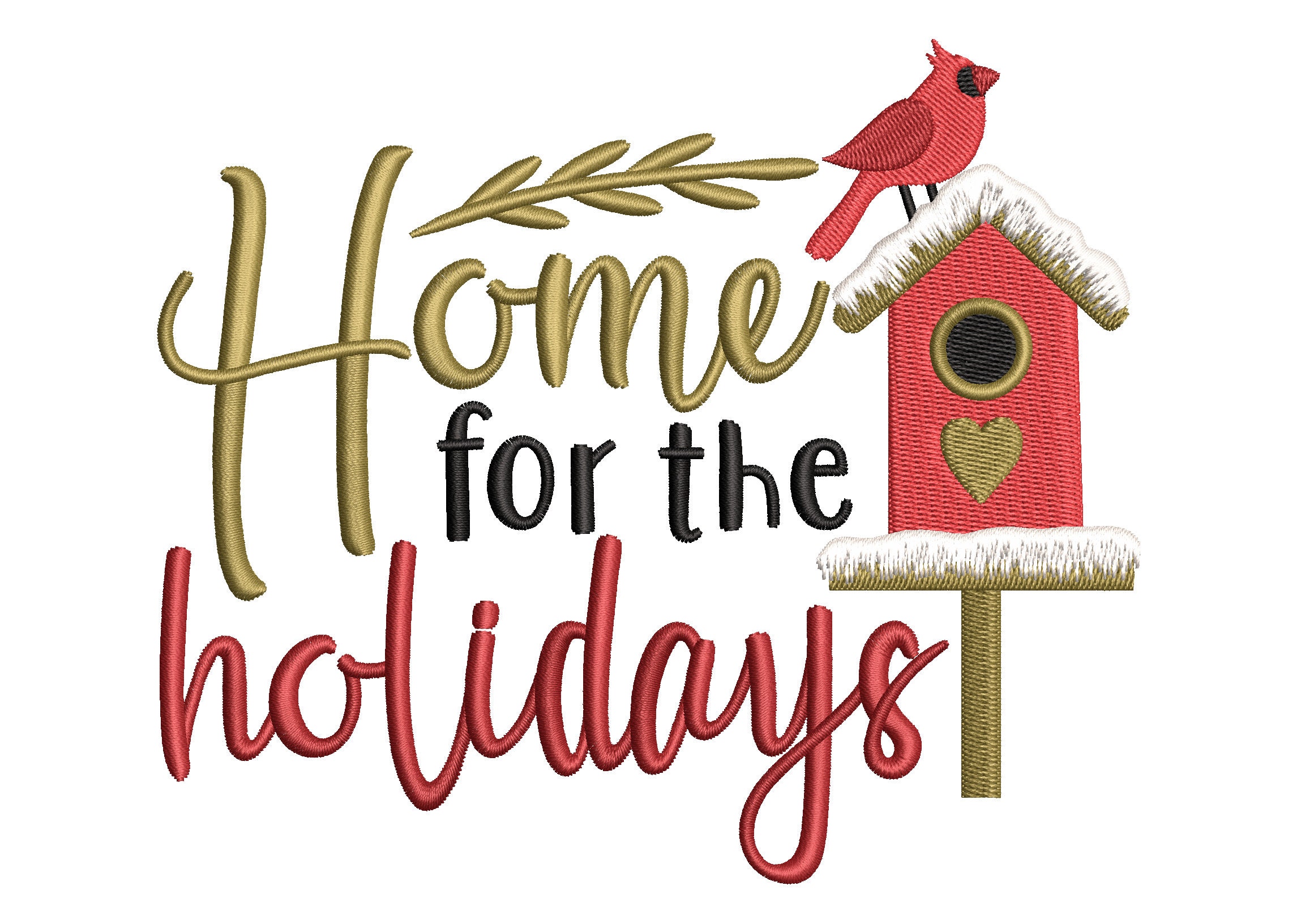 Rustic Christmas Lettering Home for the Holidays Embroidery - Etsy