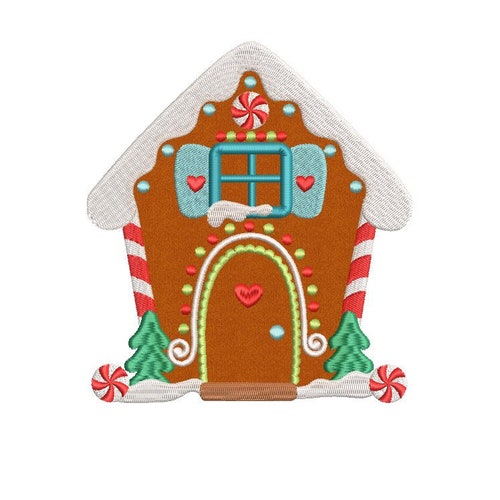 Gingerbread House Applique Christmas Machine Embroidery Design - Etsy