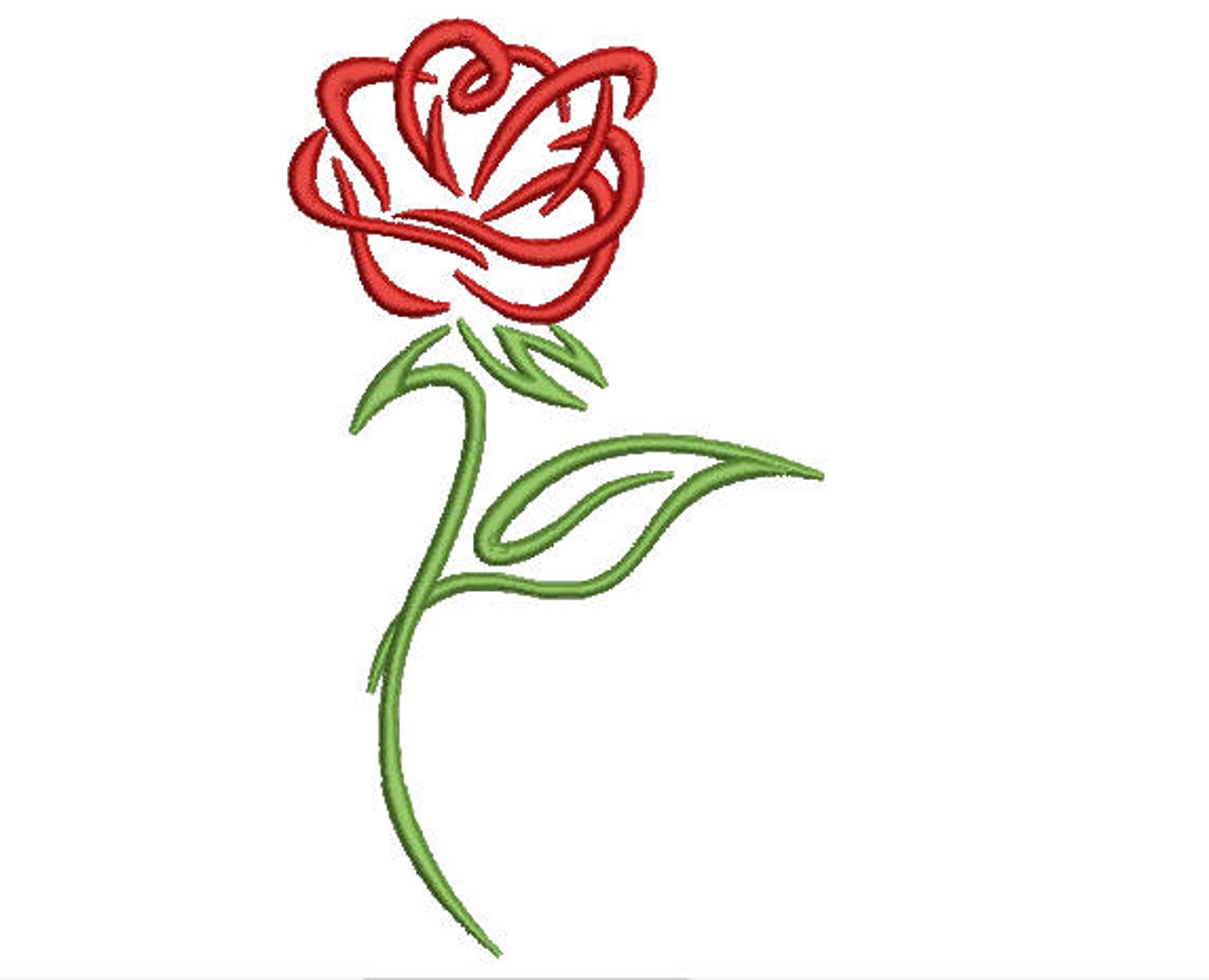 Rose Embroidery Machine Design File Download Rose 2 Sizes - Etsy