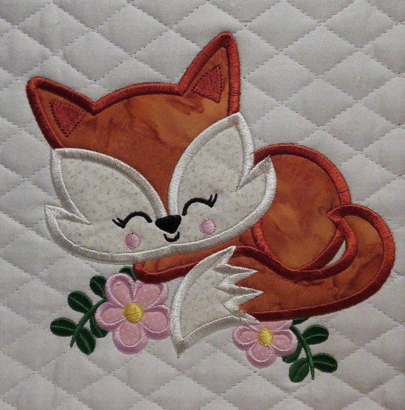 Cute Sleepy Fox Applique Design Embroidery Machine Design File - Etsy