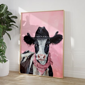 Cowboy Cow Print: Girly Western Wall Art (digital Download) - Etsy