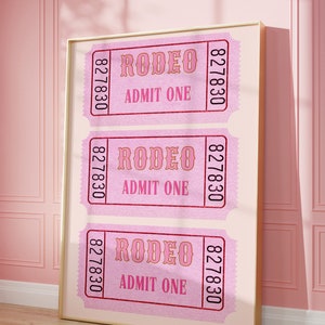 Rodeo Ticket Print Pink Trendy Art Retro Prints Trendy Printable ...