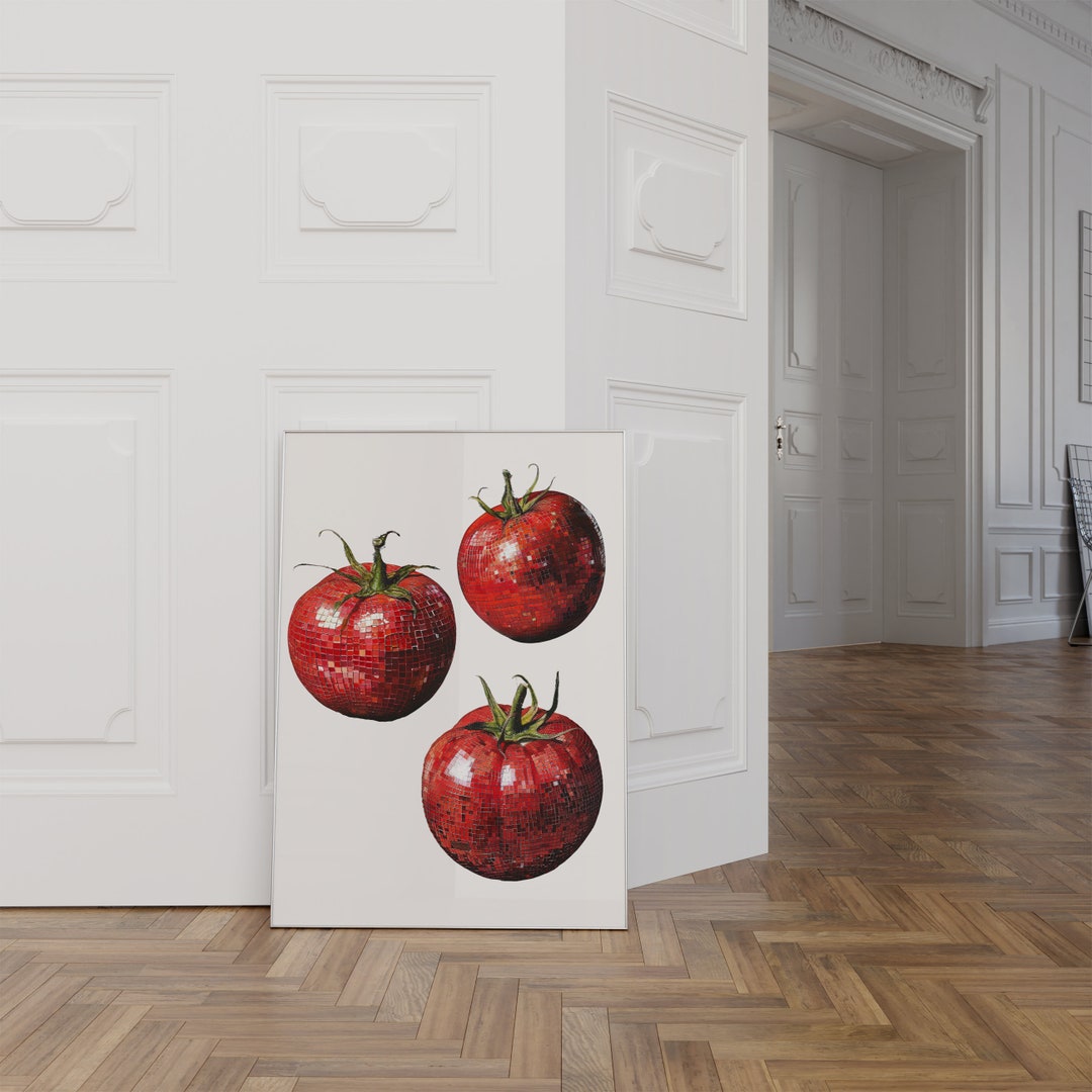 Disco Tomato Print Kitchen Food Art Poster Trendy Retro Kitchen Disco ...