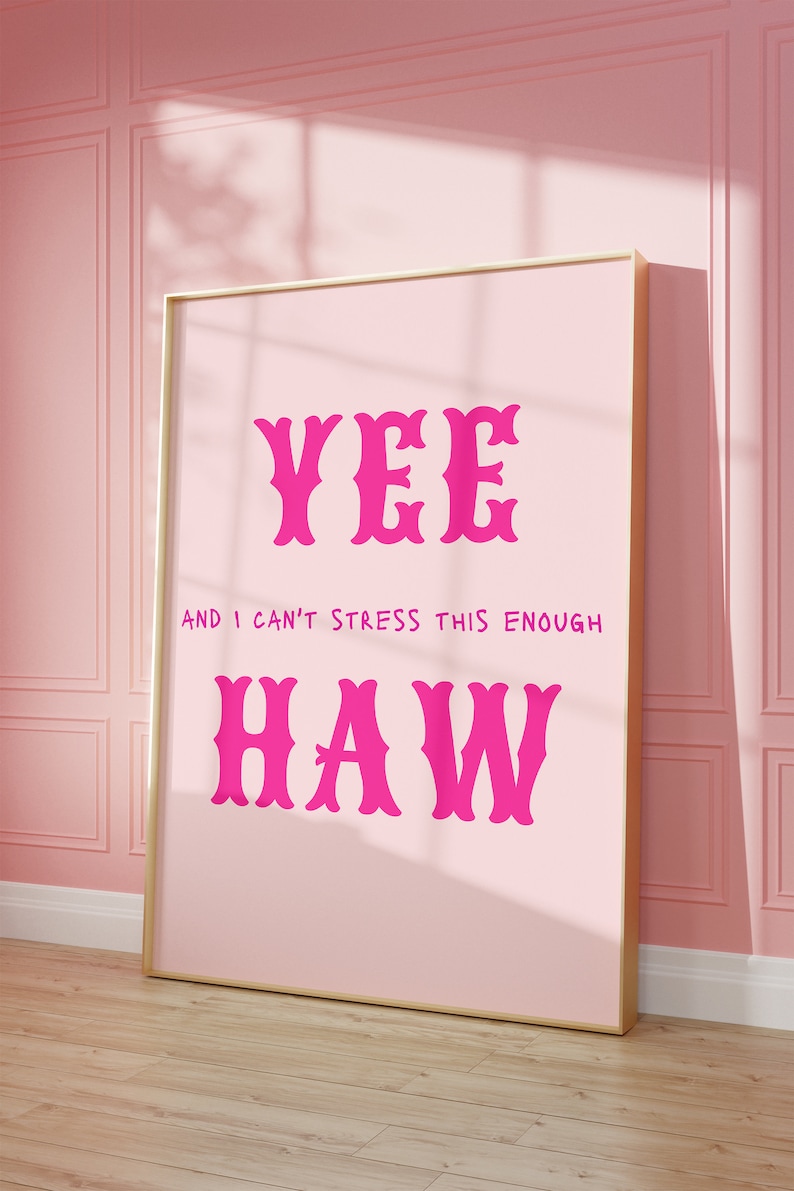 Yeehaw Typography Western Print, Cowboy Wall Art, Trendy Western Art ...