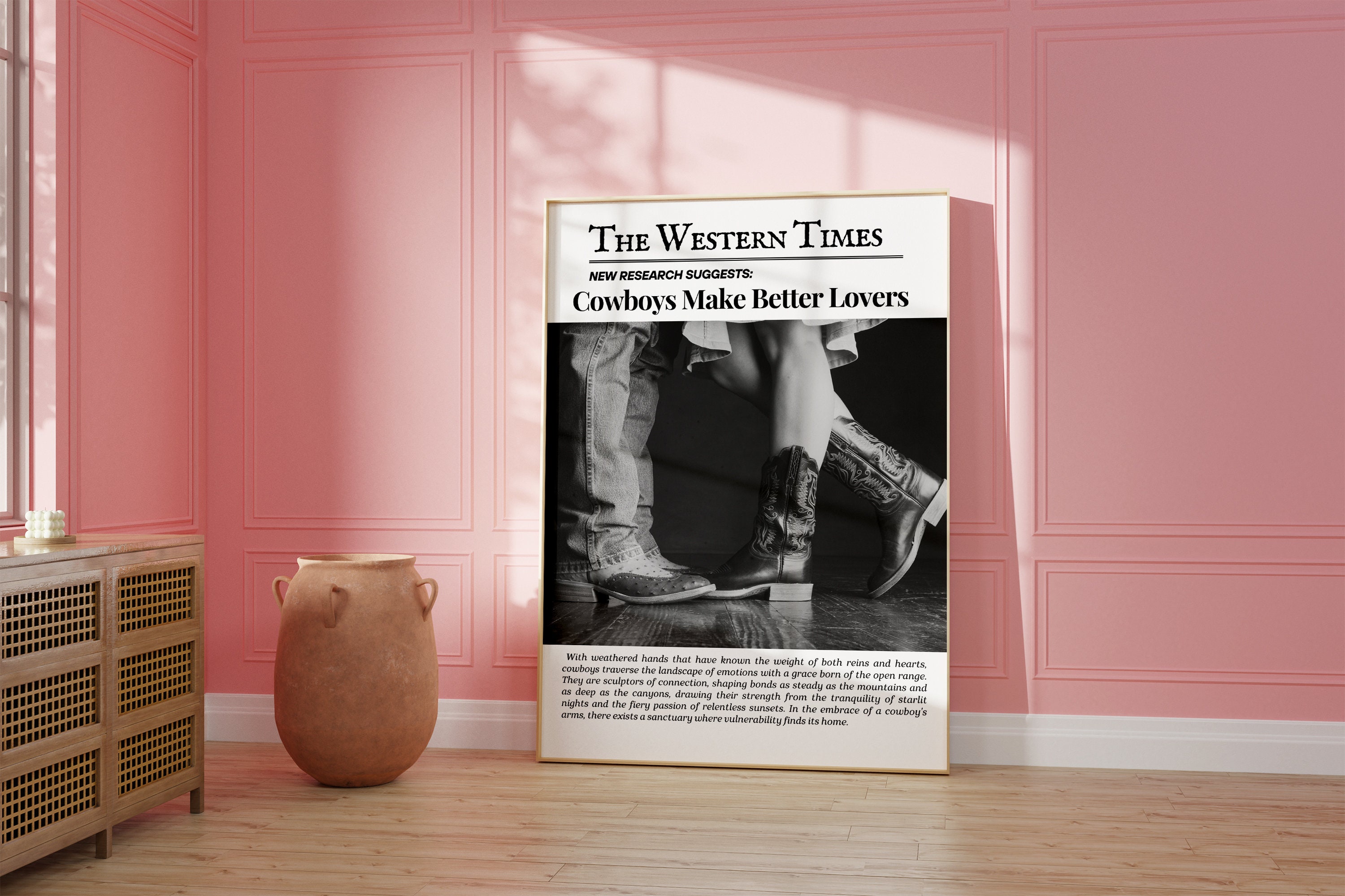 Vintage Cowboy Wall Art Newspaper Wall Art, Newspaper Poster, Western ...