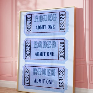 Rodeo Ticket Print Blue Trendy Art Retro Prints Trendy - Etsy