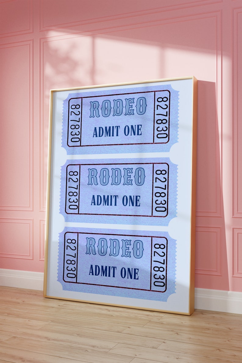 Rodeo Ticket Print Blue Trendy Art Retro Prints Trendy - Etsy