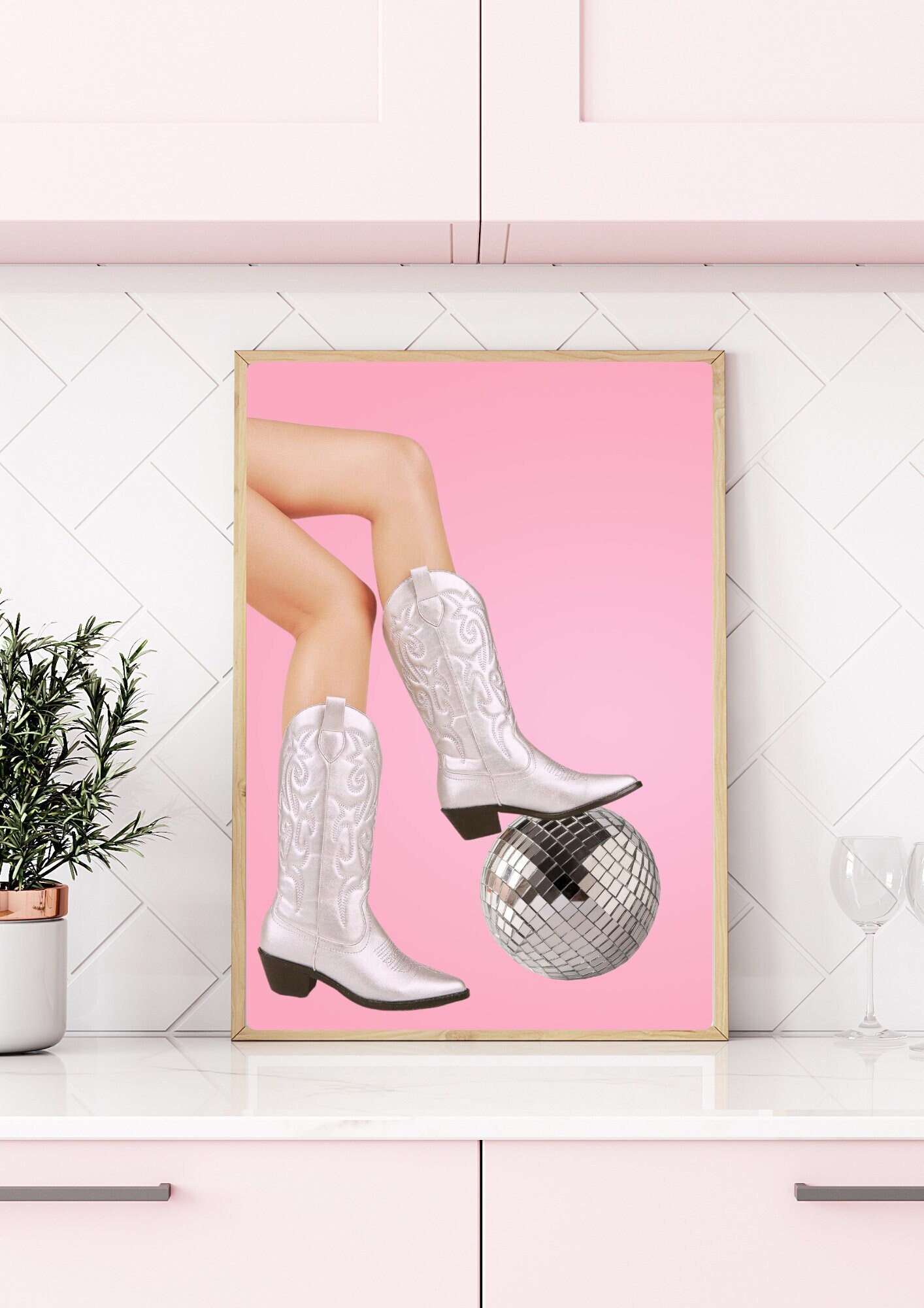 Disco Cowgirl Wall Art Cowgirl Dorm Decor Funky Disco Wall - Etsy