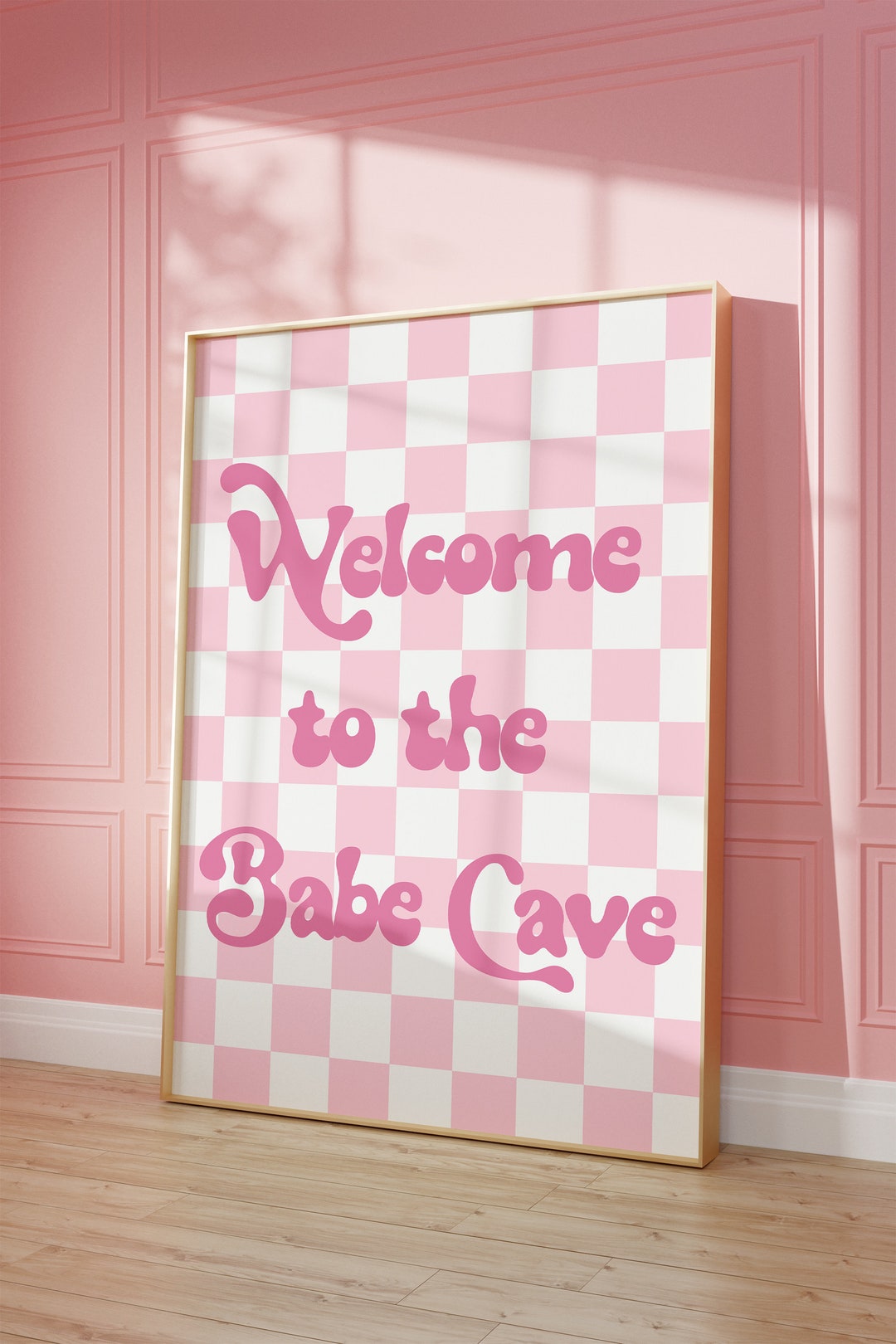 Welcome to the Babe Cave Wall Art, Pink and Red Retro Typography Art Downloadable, Girly Preppy ...