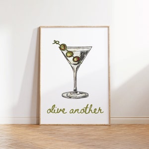 Dirty Martini Print, Funky Martini Poster, Bar Cart Art, Bar Cart ...