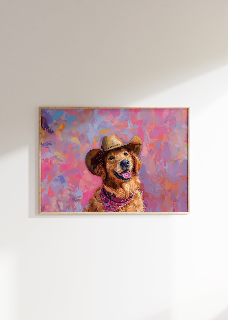 Dog Cowgirl Hat Print, Pink Print, Vintage Art, Western Girly Preppy ... Dog Cowgirl Hat Print, Pink Print, Vintage Art, Western Girly Preppy ...