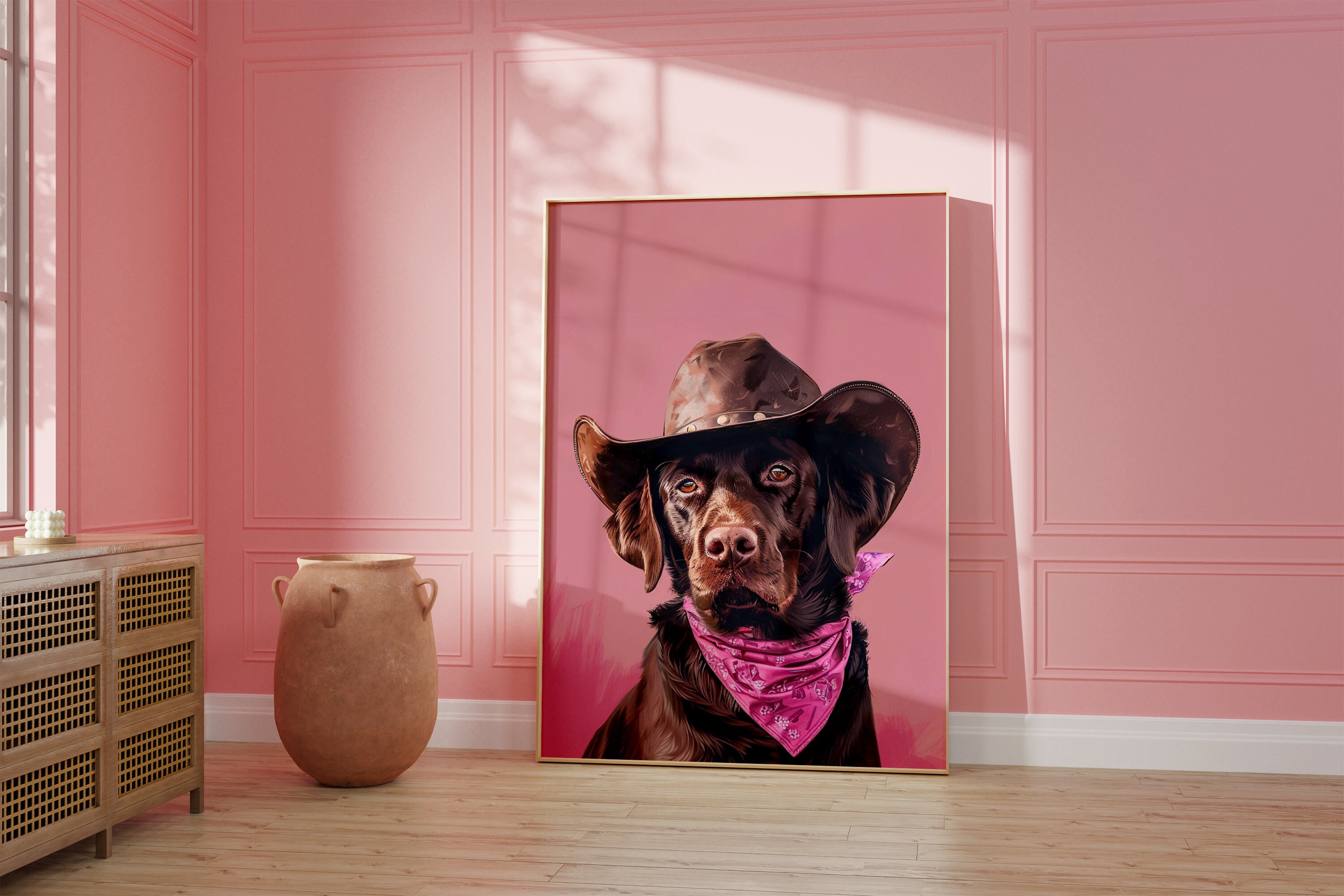 Dog Cowgirl Hat Print, Pink Print, Vintage Art, Western Girly Preppy ... Dog Cowgirl Hat Print, Pink Print, Vintage Art, Western Girly Preppy ...