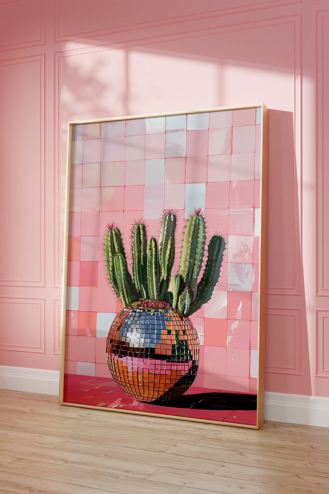 Disco Cactus Cowgirl Wall Art, Cowgirl Dorm Decor, Funky Disco Wall ...