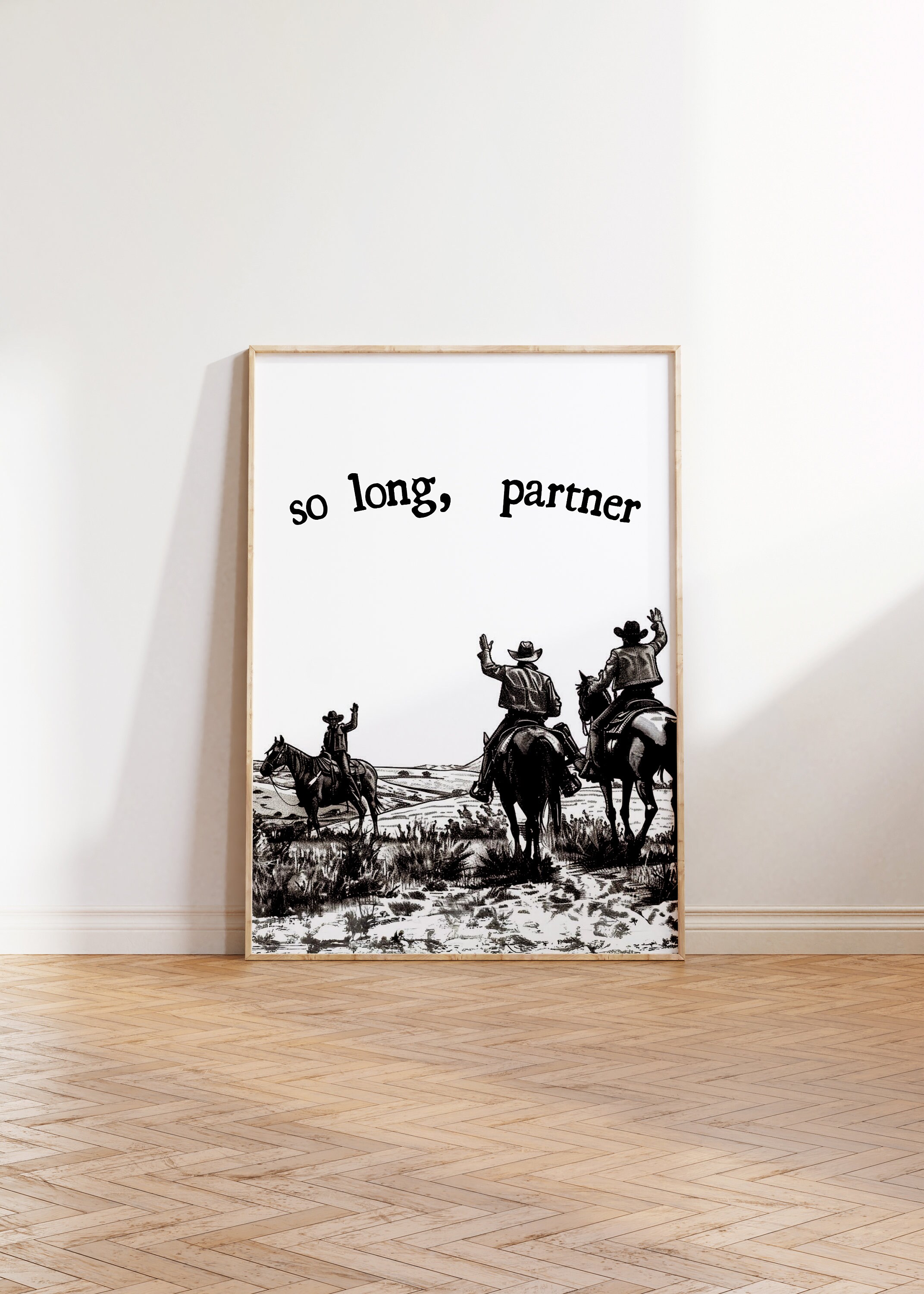 Vintage Cowboy Poster: so Long Partner, Western Wall Art (digital ...
