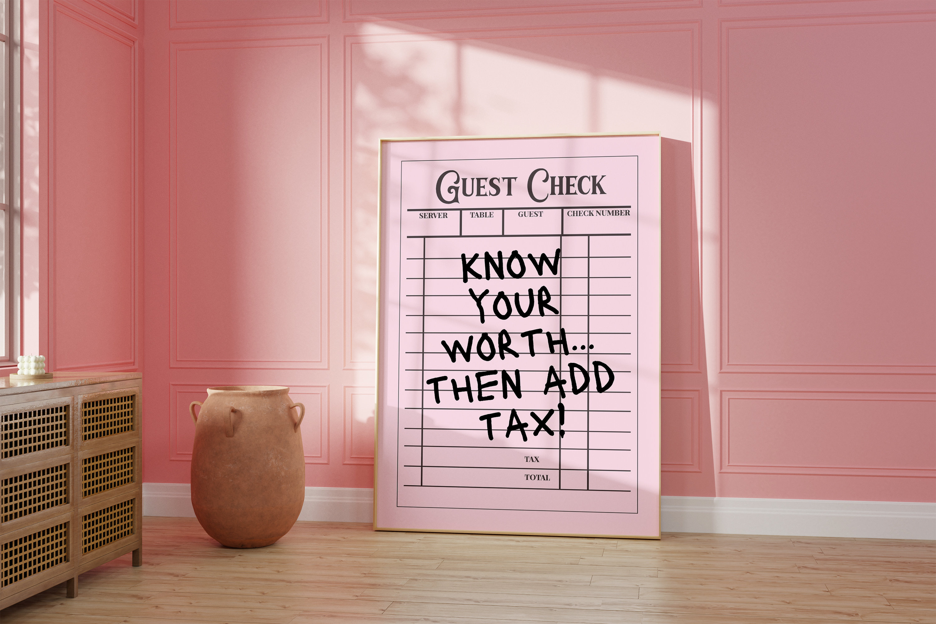 Trendy Guest Check Poster Know Your Worth Then Add Tax - Etsy