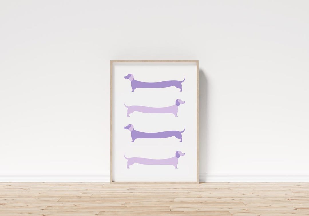 Printable Purple Dachshund Print, Kids Room Poster, Preppy Art ...