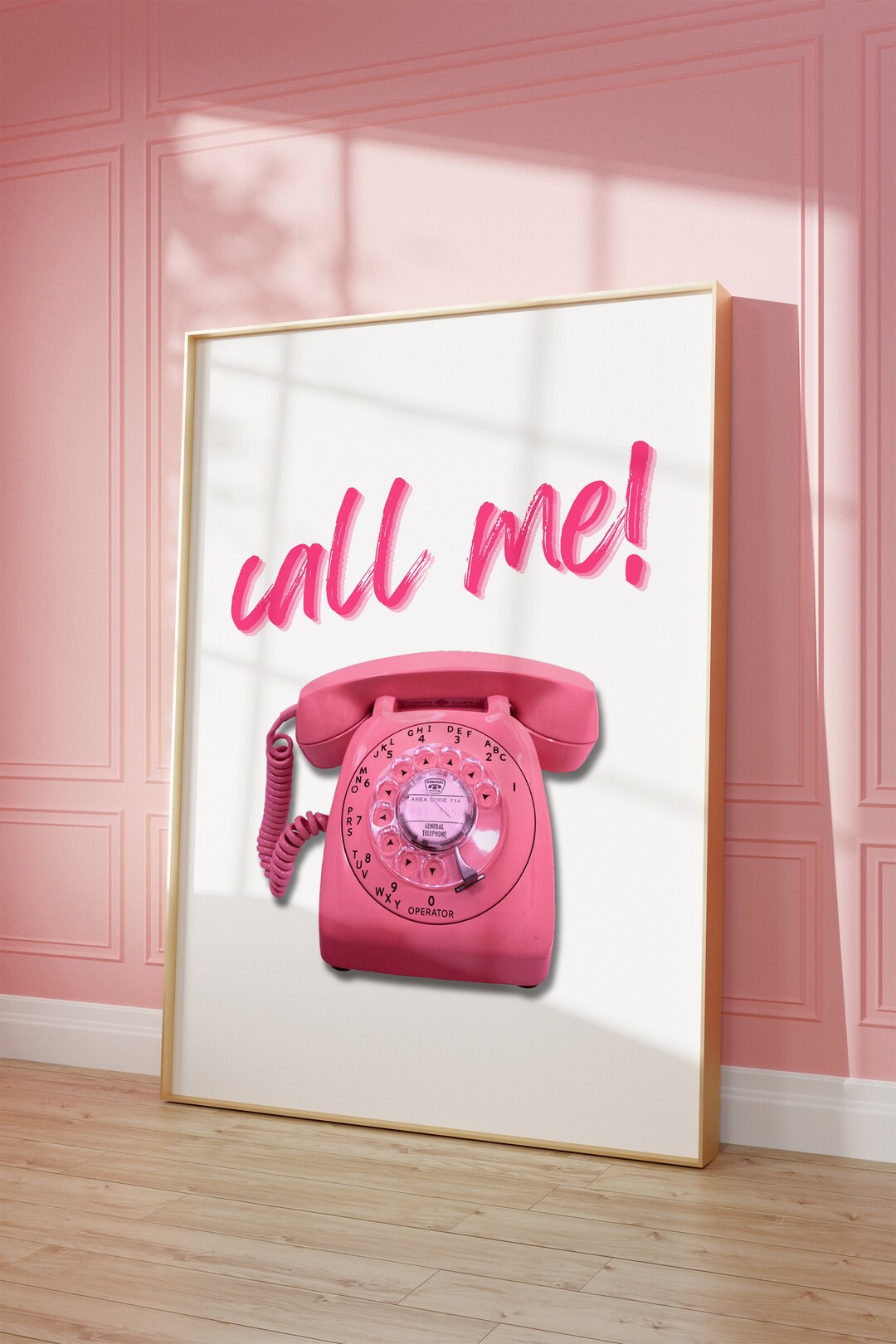 Call Me Pink Aesthetic Room Decor Retro Pink Phone Print - Etsy